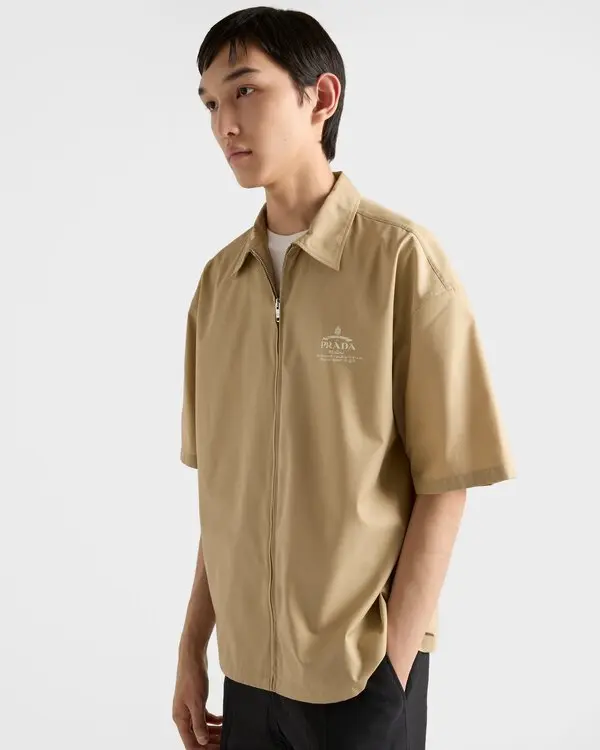 Prada Short-Sleeved Technical Cotton Shirt - Desert Beige